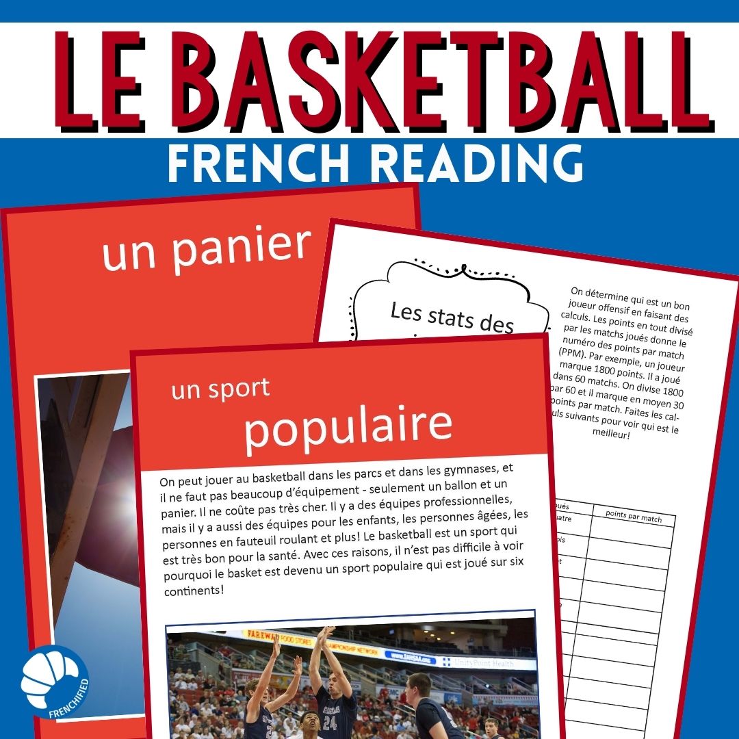 Le Basketball French reading activity