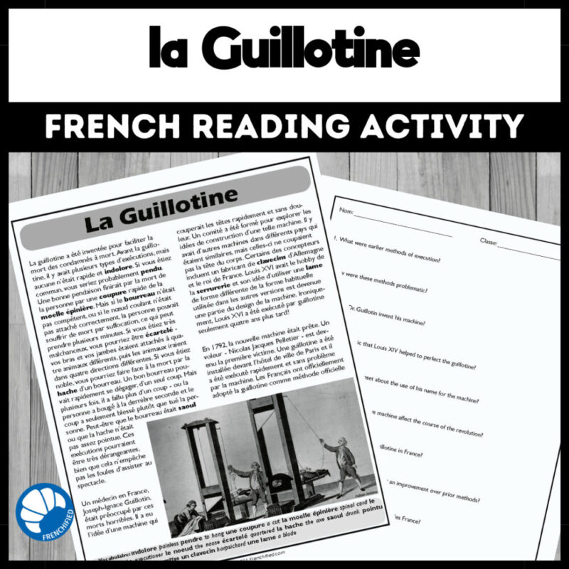 Guillotine bundle - French reading activity print and Google™ slides