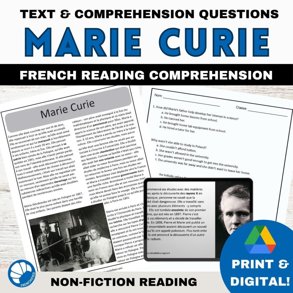 Ants French reading activity