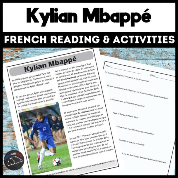 Kylian Mbappé bundle French reading comprehension activity print & digital
