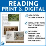 Claude Monet French Reading activitiy