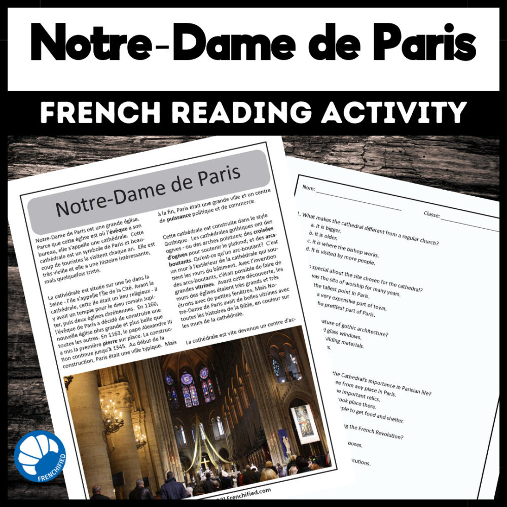 Notre Dame French reading activity