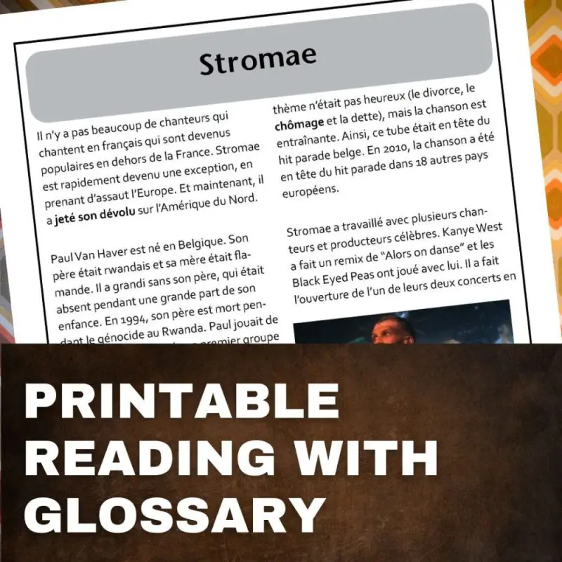 Stromae French reading activity