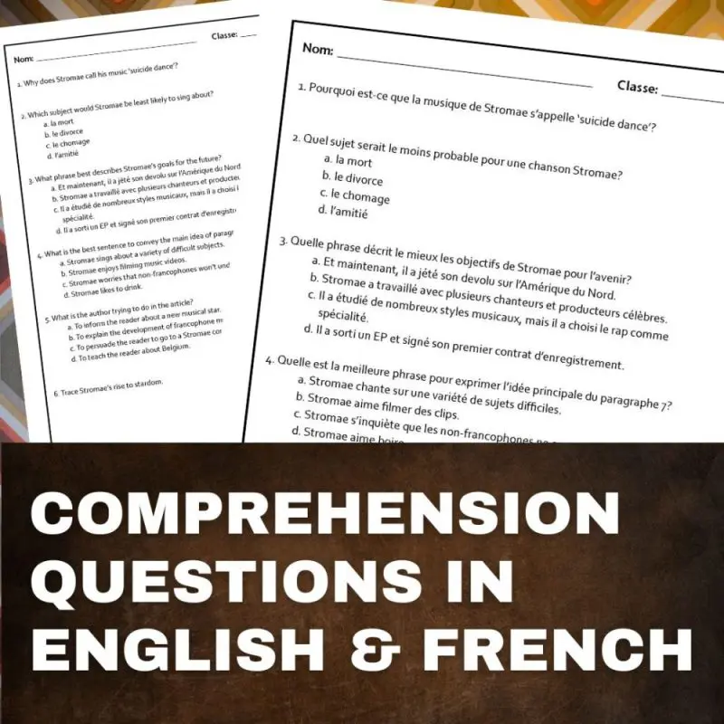 Stromae French reading activity