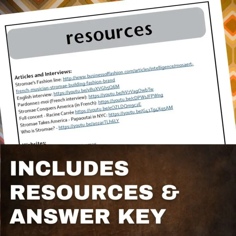 Stromae French reading activity