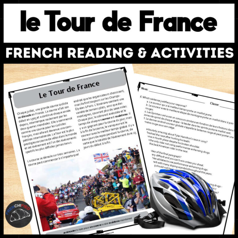 Sports bundle French reading comprehension activities