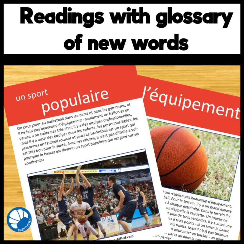 Le Basketball French reading activity