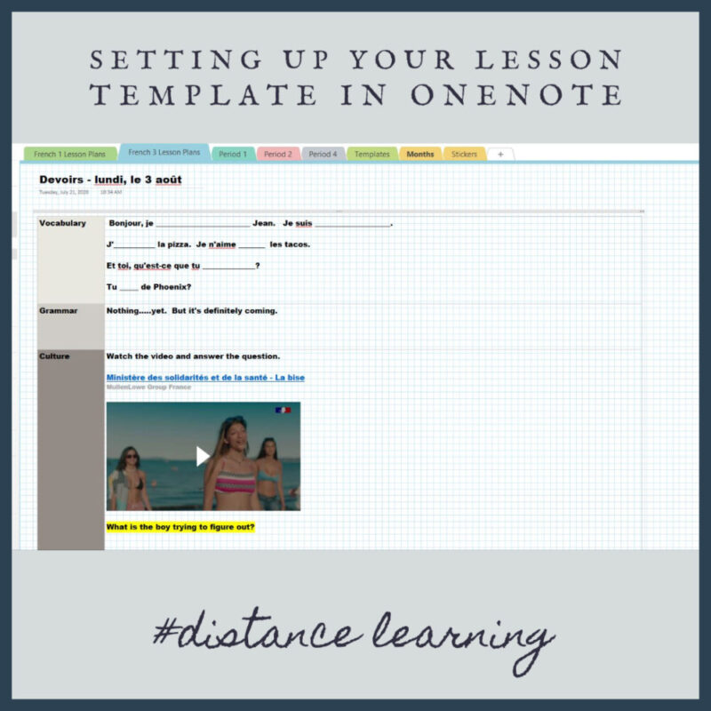 Setting up your OneNote template for daily lesson plans