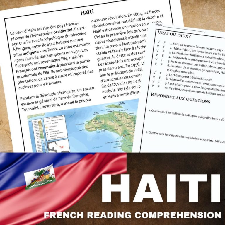 Haiti French reading activity