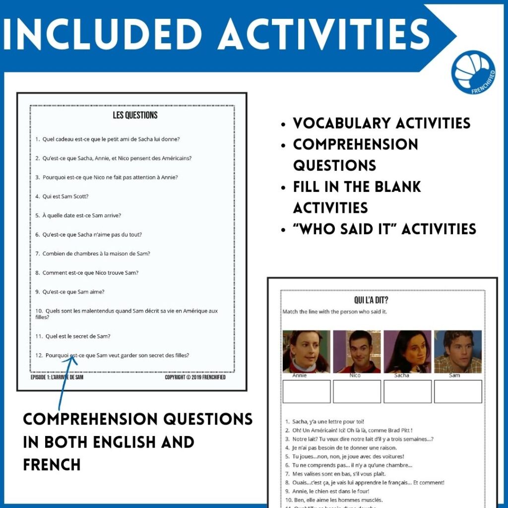 Extra French episodes 1-4 worksheets - worksheets to accompany episodes 1-4