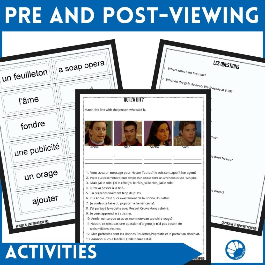 Extra French episodes 5-8 - worksheets to accompany episodes 5-8