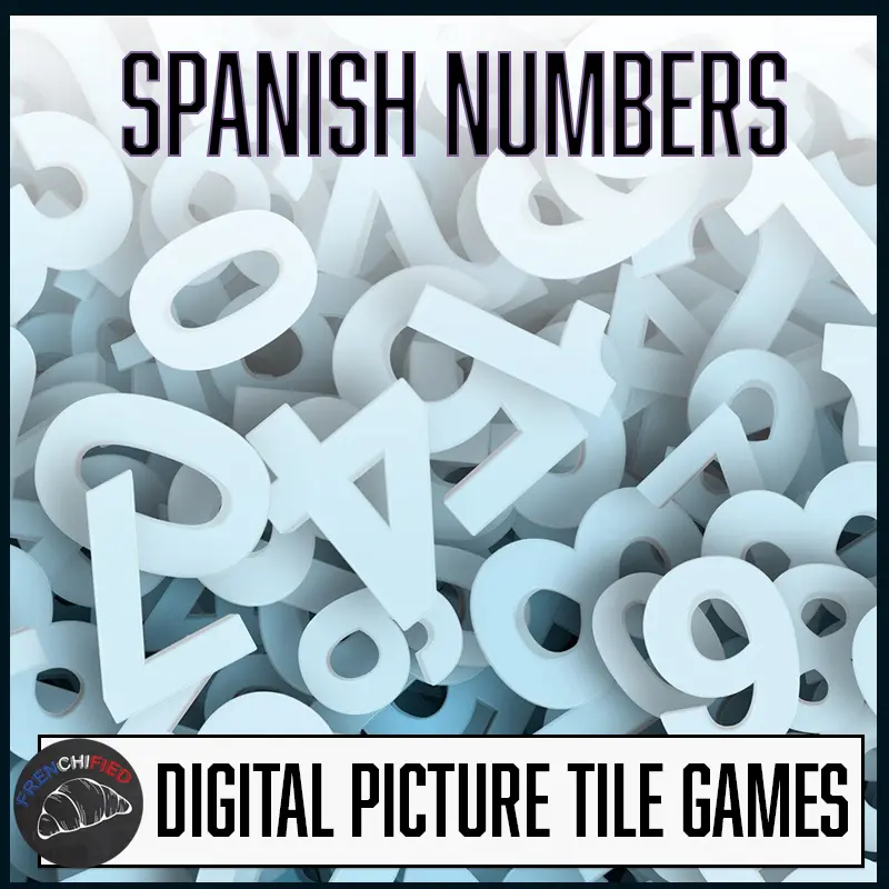Spanish numbers practice game - picture tiles