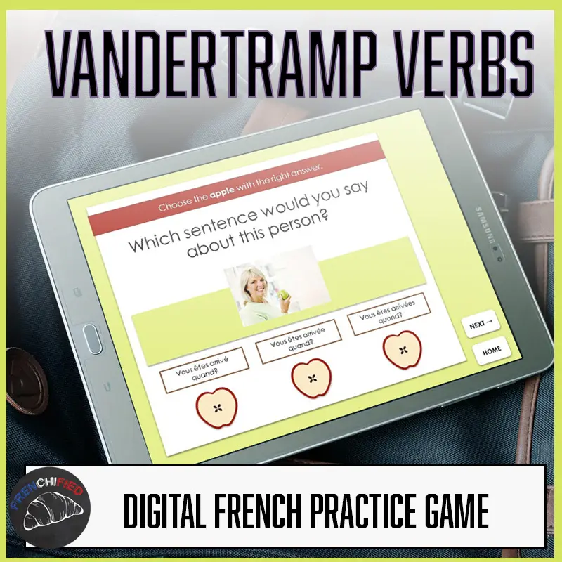 Vandertramp verbs French Passé Composé digital game
