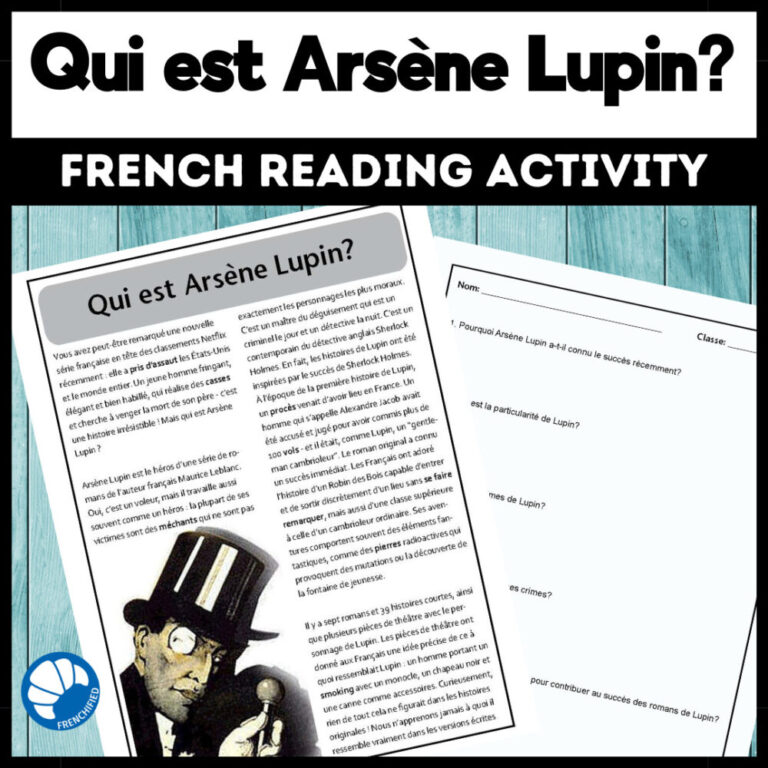 Qui est Arsène Lupin French reading comprehension activity