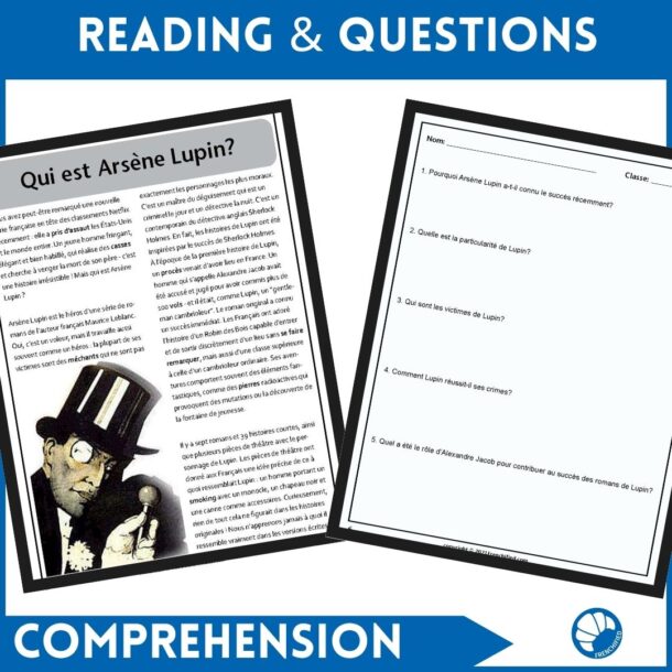 Qui est Arsène Lupin French reading comprehension activity