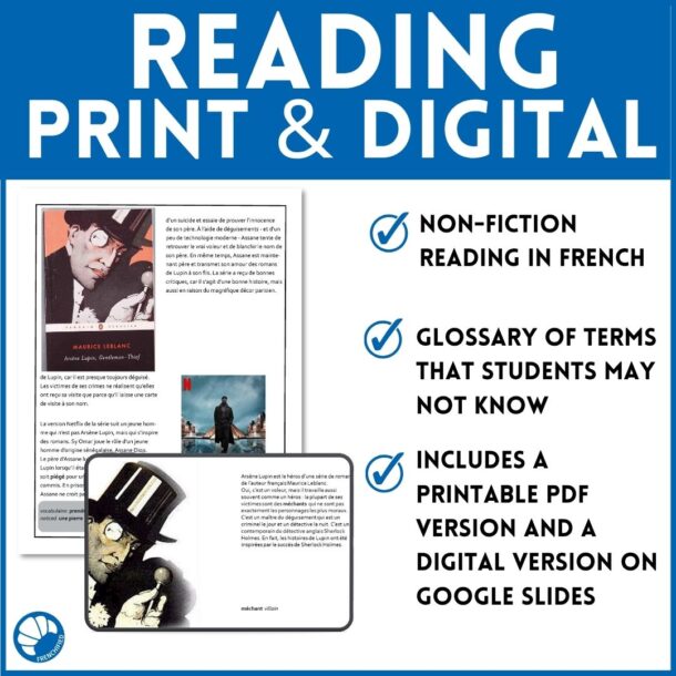 Qui est Arsène Lupin French reading comprehension activity