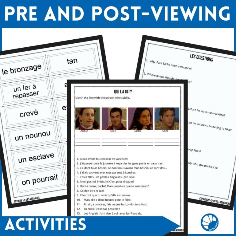 Extra French episode 11 worksheets - Les Vacances