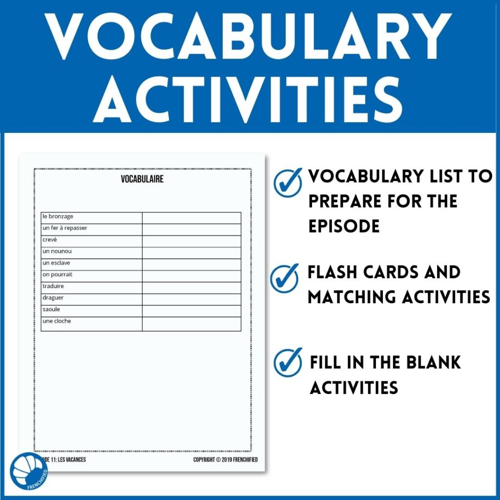Extra French episode 11 worksheets - Les Vacances