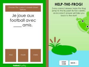 Possessive adjectives in French - digital practice game