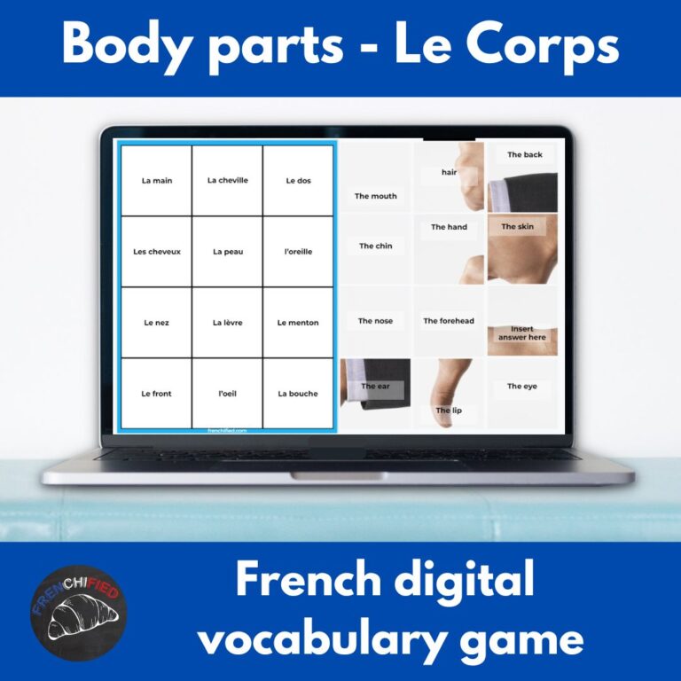 French body parts vocabulary digital game
