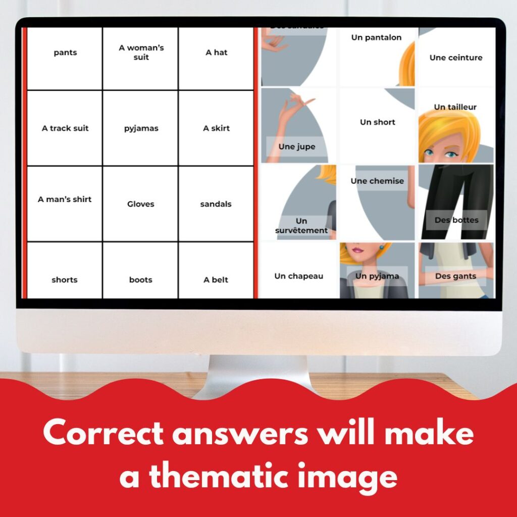 French clothing vocabulary game