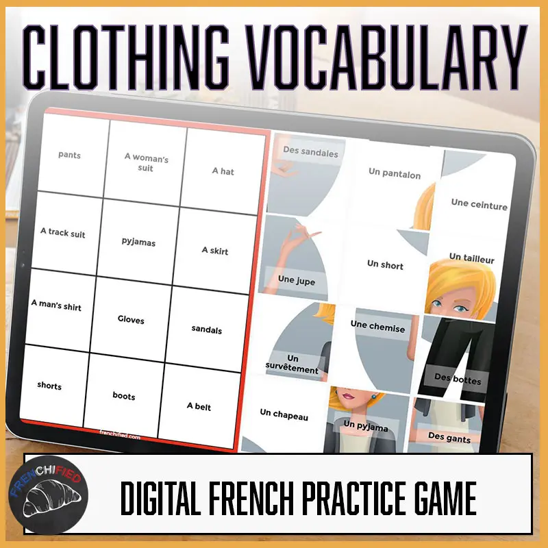 French clothing vocabulary game