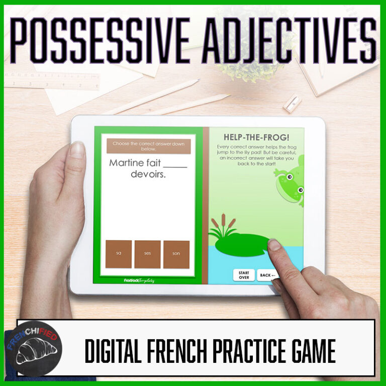 Possessive adjectives in French - digital practice game