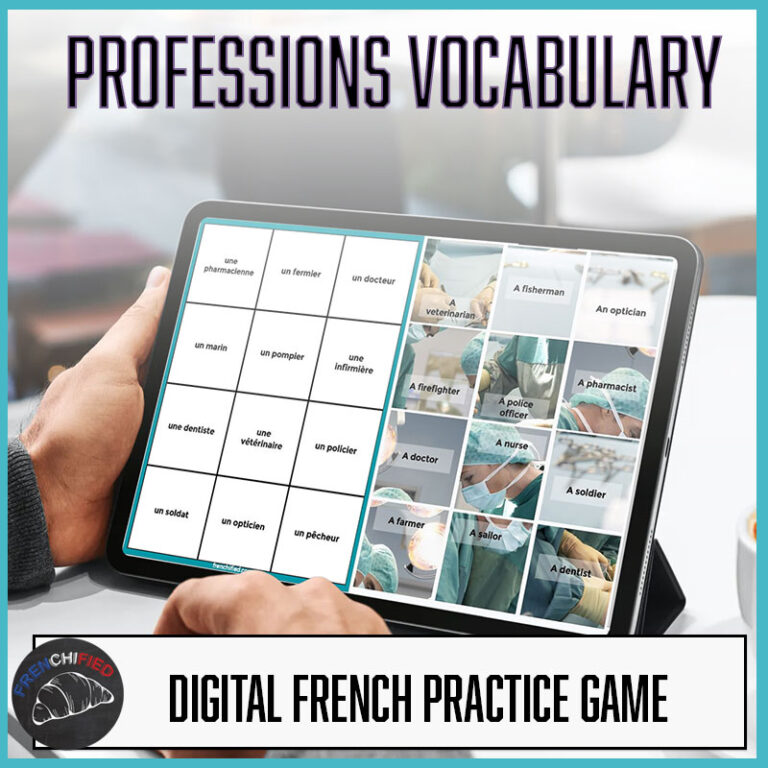 French professions vocabulary digital game