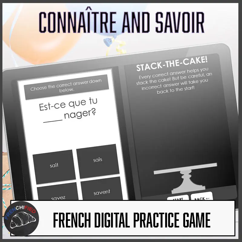 Connaître and savoir French digital game