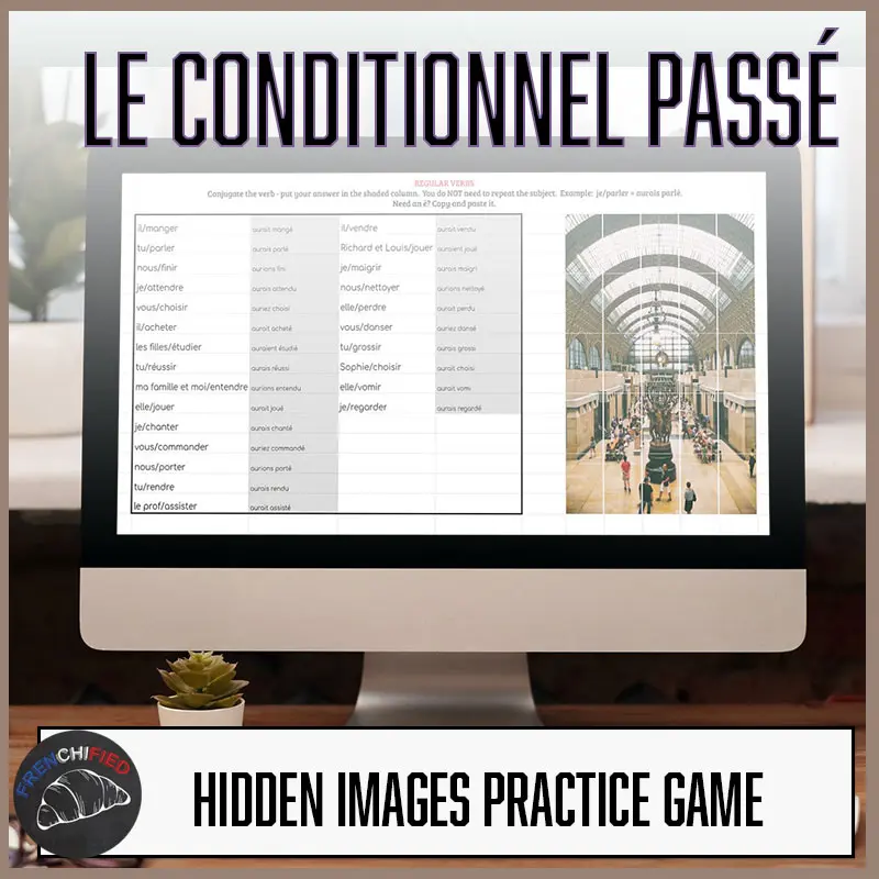 French past conditional verbs - Hidden pictures game