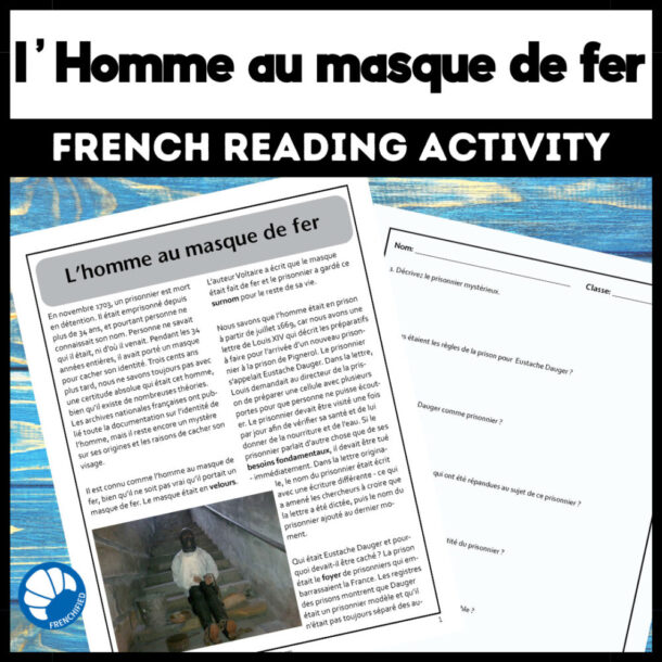 The Man in the Iron Mask French reading comprehension activity