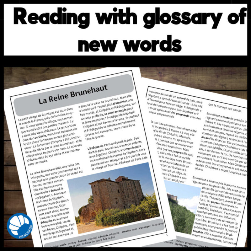 Queen Brunehaut French reading comprehension activity