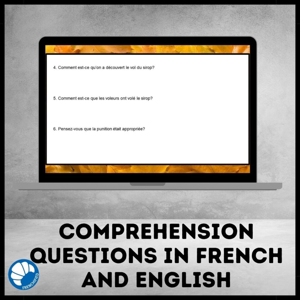 The great maple syrup heist French reading comprehension activity for ...
