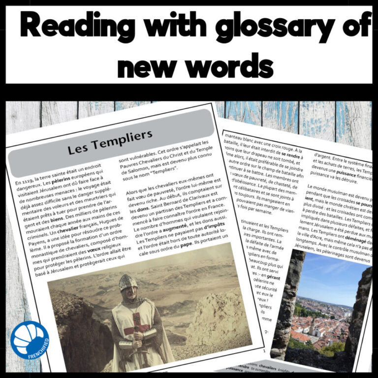 The Knights Templar French reading activity