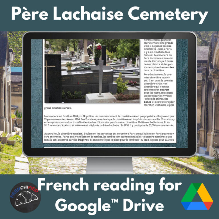 Pere Lachaise French reading comprehension activity for Google Drive™