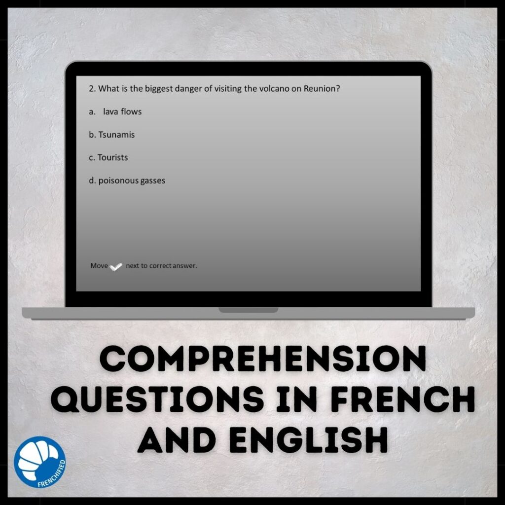 Piton de la Fournaise French reading activity Google drive version