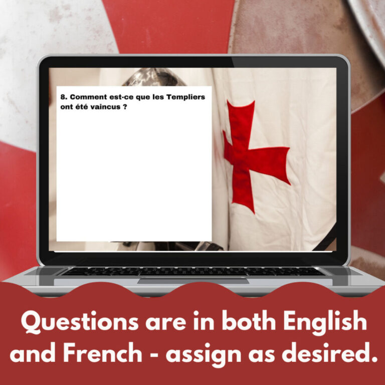 Knights Templar French reading activity for Google™ Drive