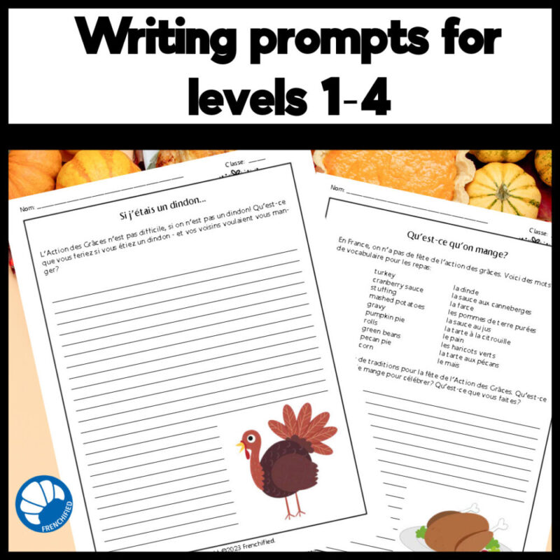French Thanksgiving Writing Prompts