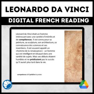 Marie Curie French reading activity for Google™ drive