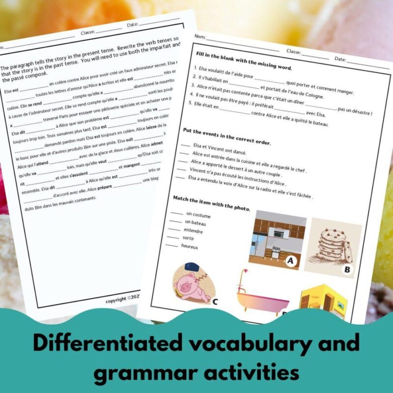 Activities to accompany Alice in Paris Season 2 Episode 14