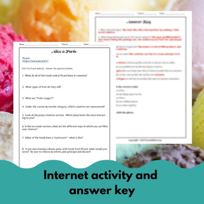 Activities to accompany Alice in Paris Season 2 Episode 14