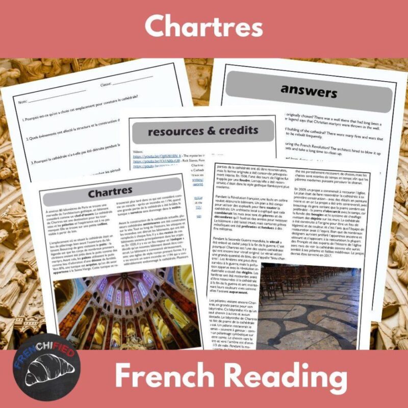 Chartres bundle French reading comprehension Chartres - print & digital