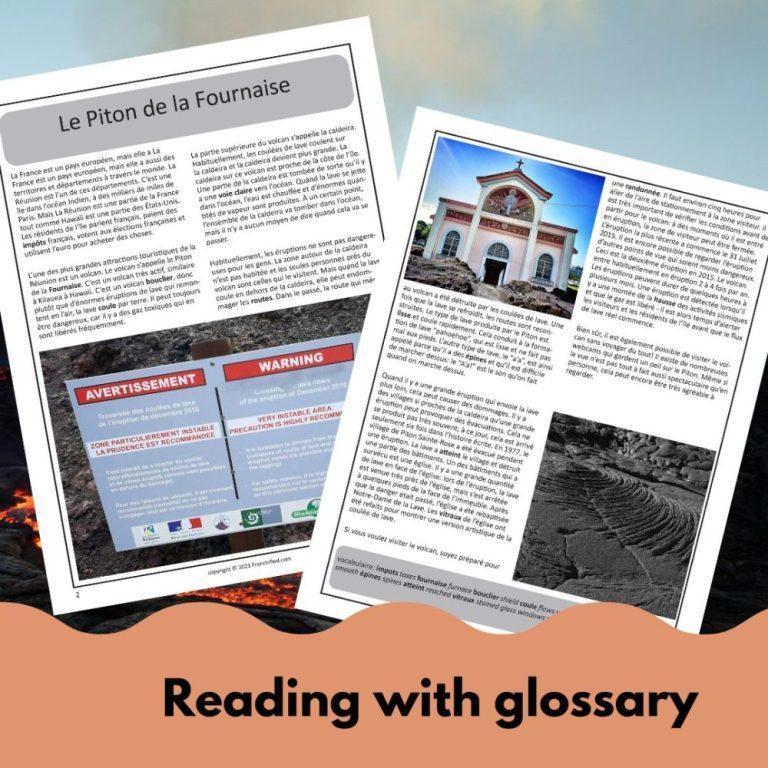 Le Piton de la Fournaise French reading activity | Frenchified