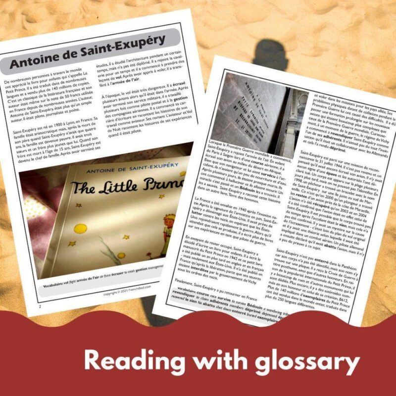 Antoine de Saint-Exupéry French reading activity