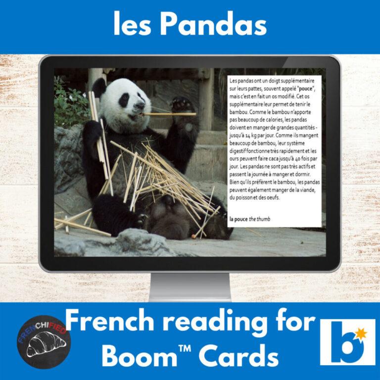 Pandas French reading activity for Boom™ cards