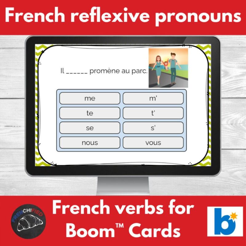 French reflexive verb vocabulary practice Boom Cards™