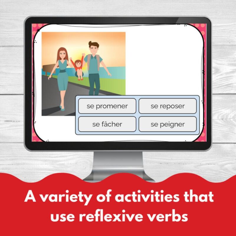 French reflexive verb vocabulary practice Boom Cards™