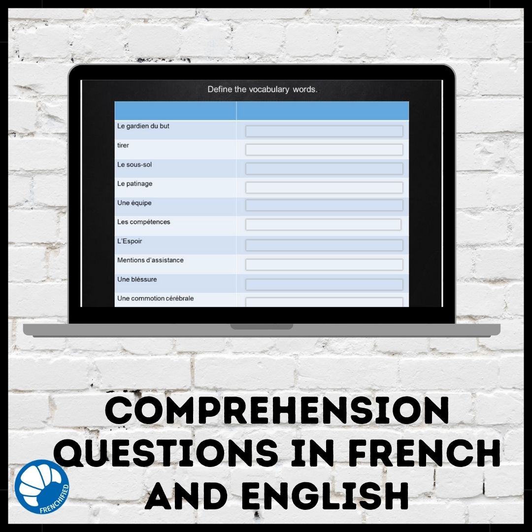 Sidney Crosby French reading activity - Boom Cards™ version - passé ...