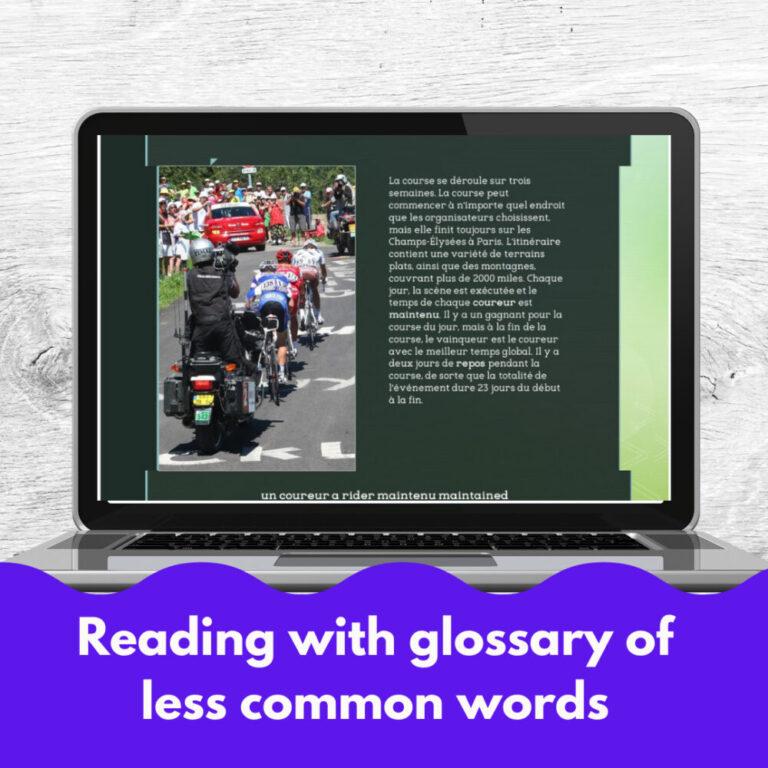 Le Tour de France French reading activity for Boom Cards™