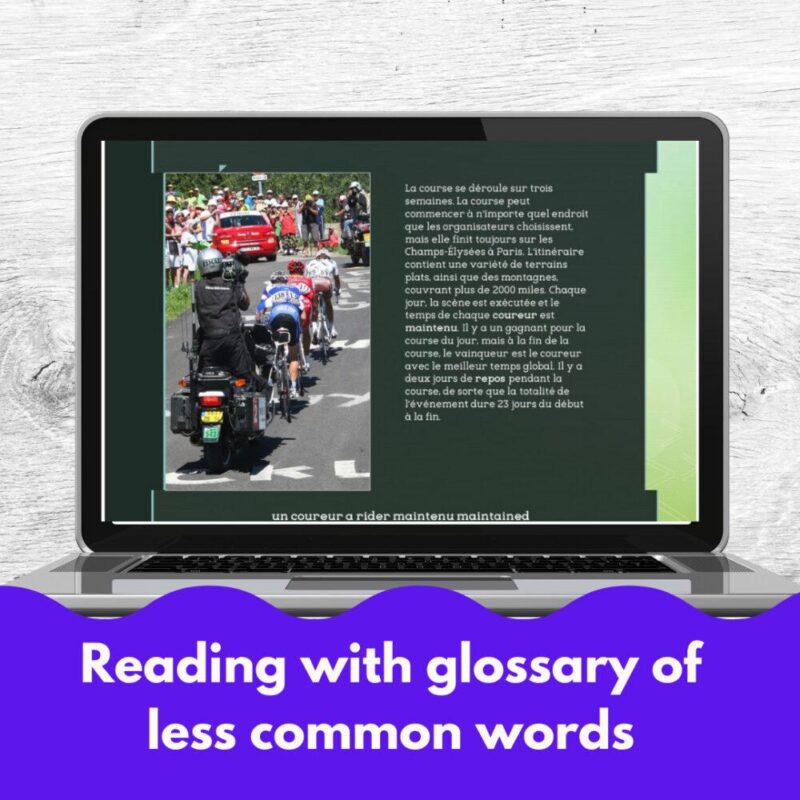 Le Tour de France French reading activity for Boom Cards™